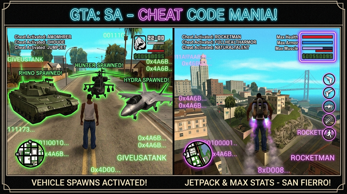 GTA San Andreas cheats: every vehicle, weapon and stat boost code ...